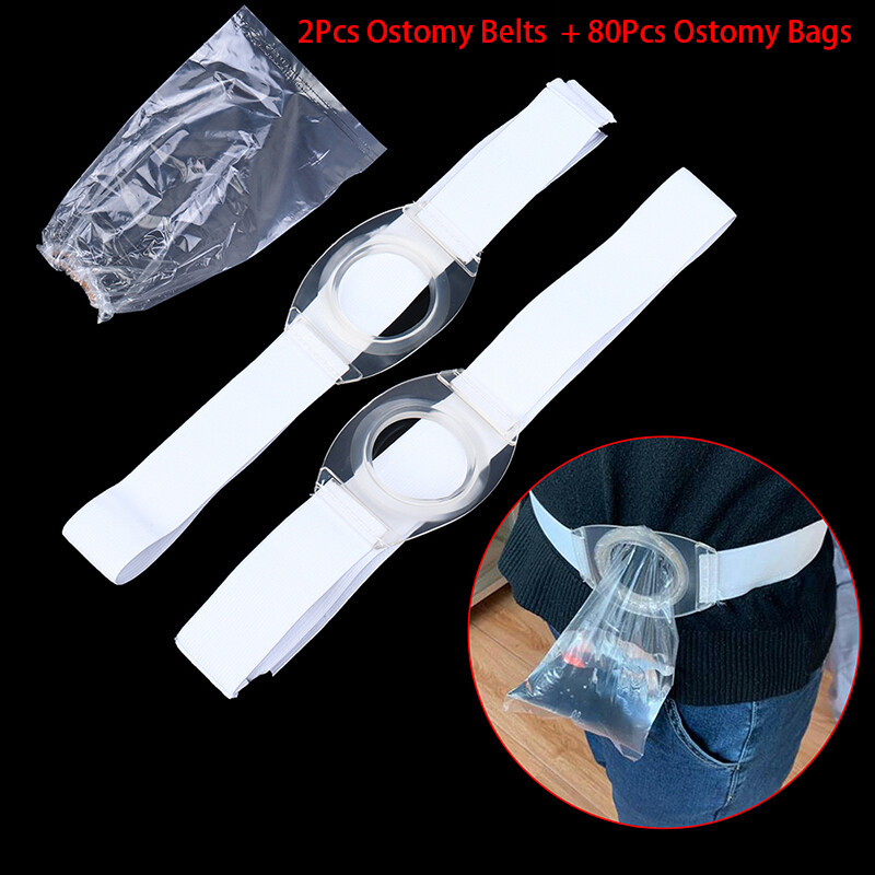 2Pcs Sticky Colostomy Ostomy Belt Drainable Urostomy Bag With 80Pcs Bag ...