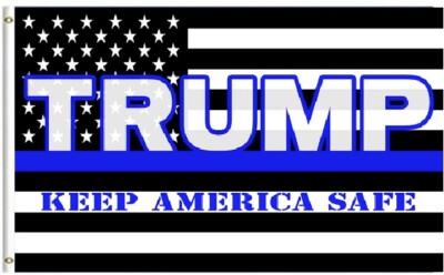 Trump 2024 KEEP AMERICA SAFE President FLAG BLUE LINE MAGA Keep America ...