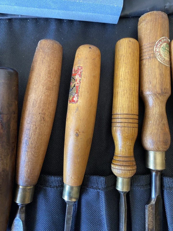 21 Woodworking Chisels & Gouges Vintage Job Lot In Tool Roll ...