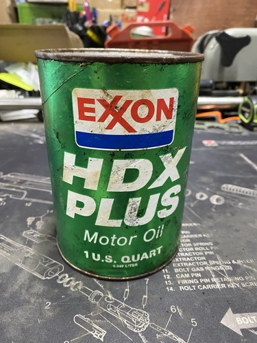 Vintage Quart Exxon HDX Plus Cardboard Motor Oil Can Full NOS SAE 30 ...