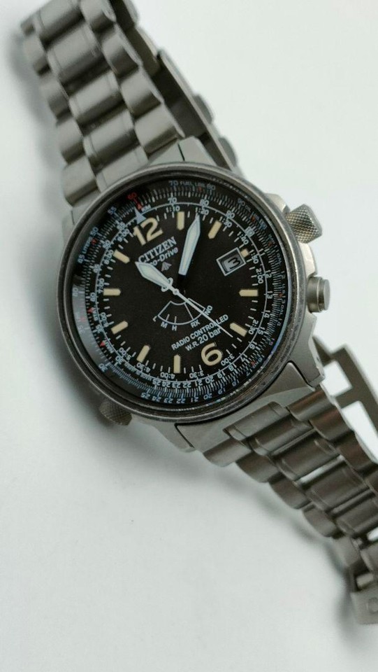 Citizen Promaster H411-T004911 Eco Drive Titanium Men's Watch Radio ...