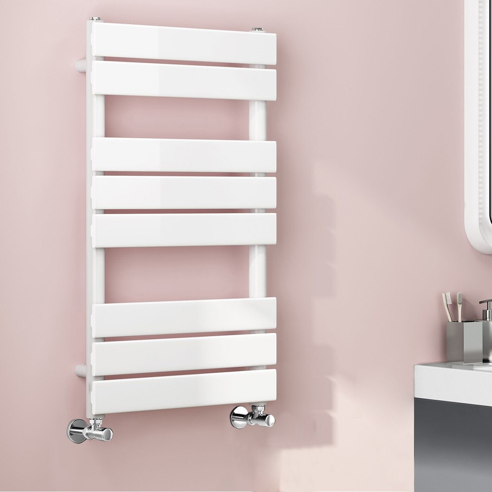 White Designer Radiator Flat Panel Heated Towel Rail Bathroom Central ...