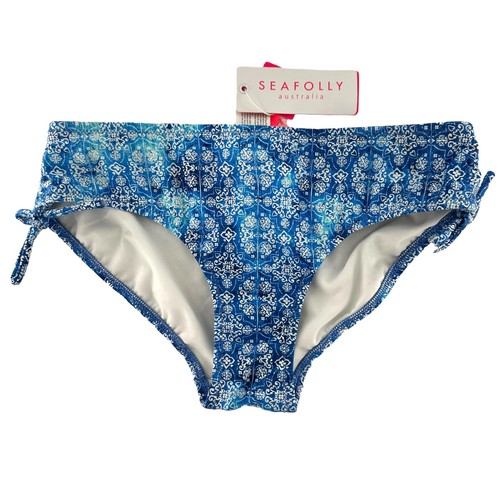 NEW Seafolly Indie Dreamer Blue and White Bikini Bottom Size 14 ...