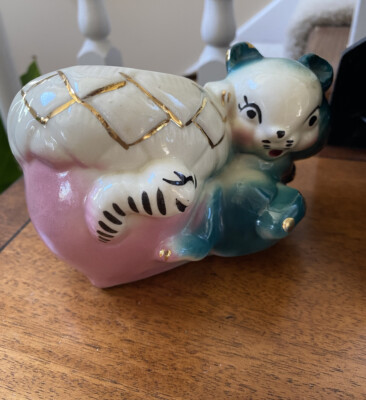 Vintage Royal Copley SQUIRREL Acorn Inchworm Succulent PLANTER Figural ...
