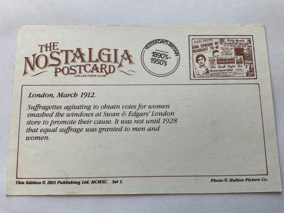 Postcard Suffragettes Swan & Edgar’s London 1912 agitating vote ...
