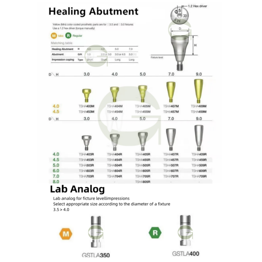 Dental Healing Abutment/Lab Analog Mini Regular Platform Cap Fits ...