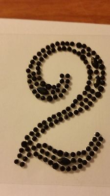 CraftbuddyUS 2pcs number "2" Self Adhesive Black Pearl Crystal Number ...