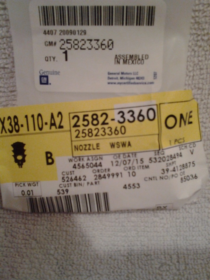 09-14 CHEVROLET TRAVERSE 07-14 GMC ACADIA WINDSHIELD WASHER NOZZLE ...