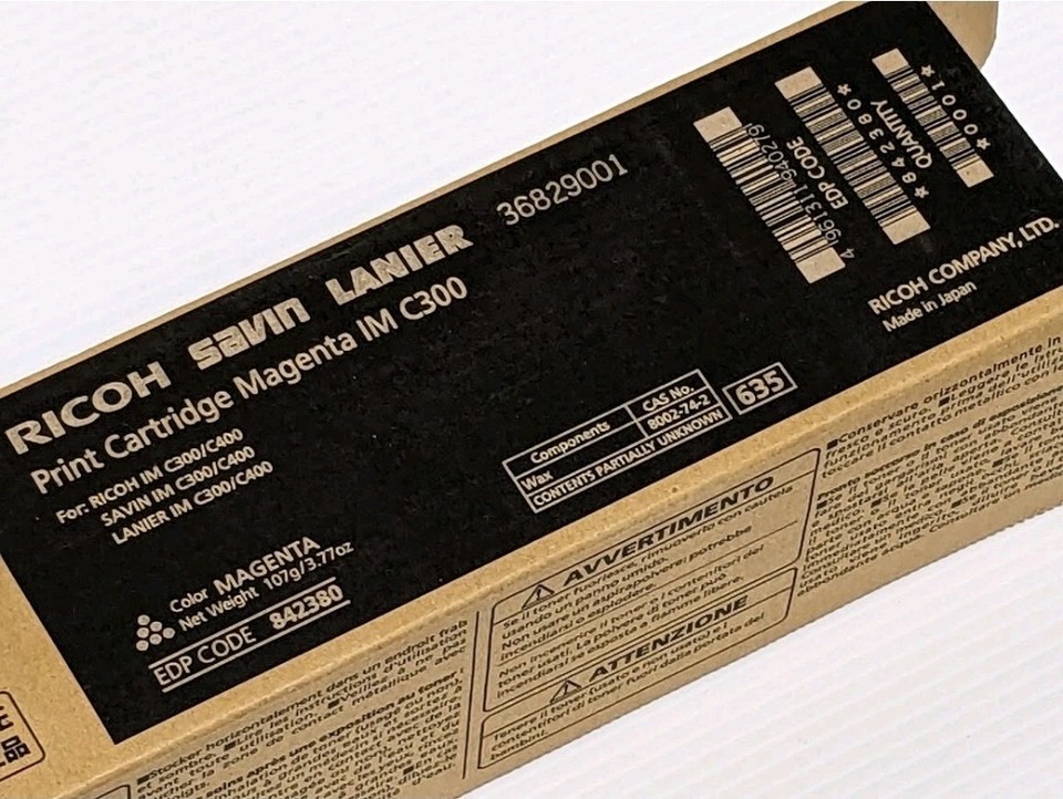Ricoh Savin Lanier Laser Printer Magenta Toner Cartridge ‎842380 IM ...