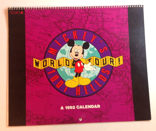 1992 Mickey Mouse Wall Calendar "Mickey's 1001 Hellos World Tour" | eBay