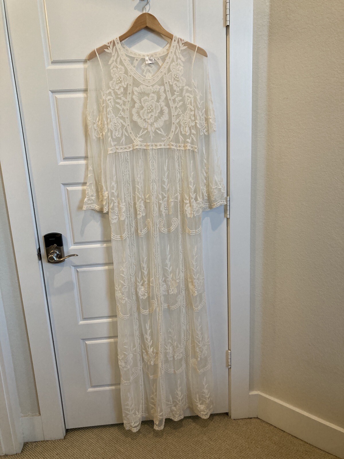 Leah Maria Couture “Jolie” Cream Lace Maxi Dress - We… - Gem