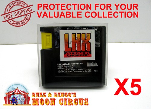 5x SEGA GENESIS OVERSIZED CARTRIDGE - CLEAR PROTECTIVE BOX SLEEVE CASE ...