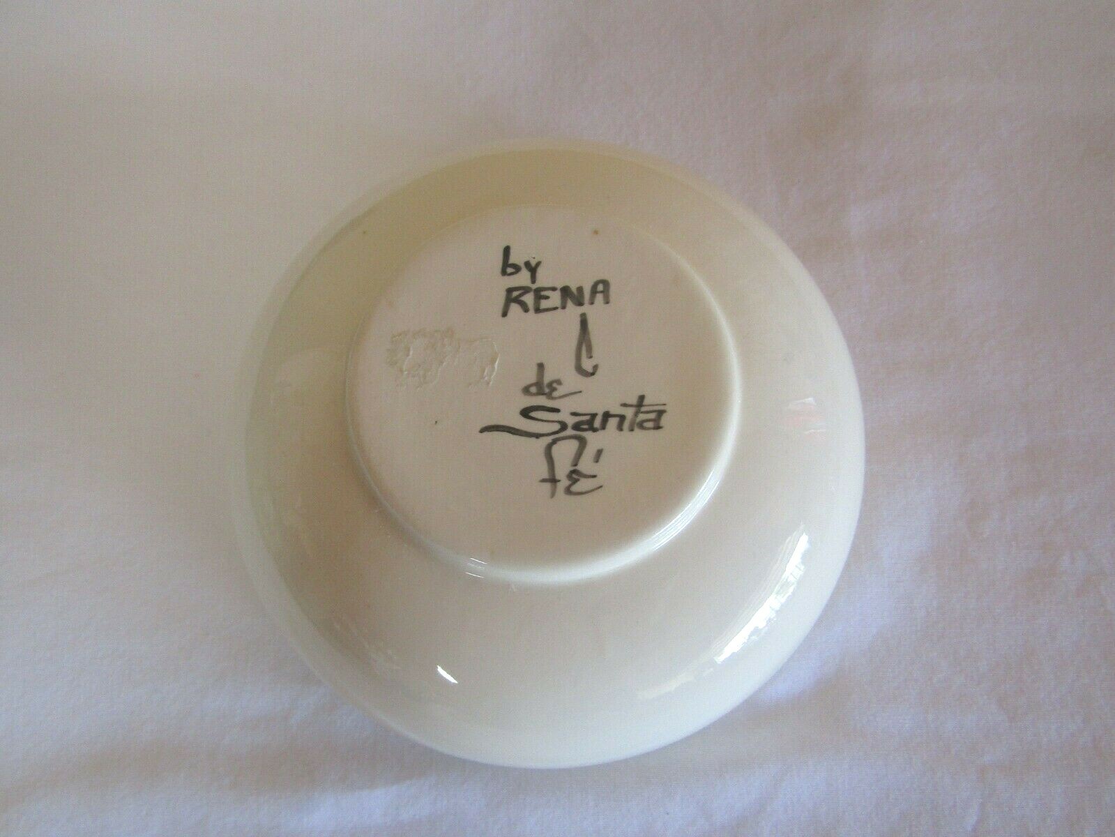 Vintage Rena Paradis de Santa Fe Navajo Girl Blue Hand Painted Bowl ...