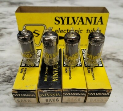 4 Sylvania Electronic Audio Amplifier Radio Vacuum Tube 6AK6 Yellow New ...