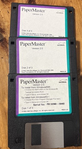 PaperMaster 3.5 Floppy Disk for Windows 95 3.1 Program | eBay