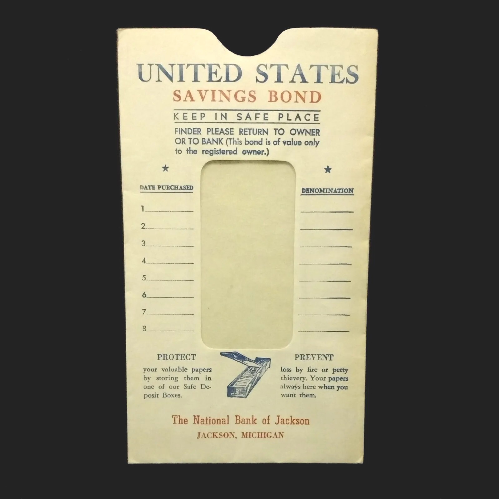 US Savings Bonds Envelope from National Bank of Jackson Michigan | eBay