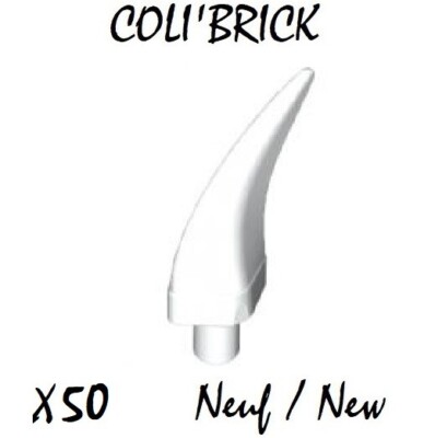 Lego 87747 - 50x Dent corne / Barb claw horn Large - Blanc White ...