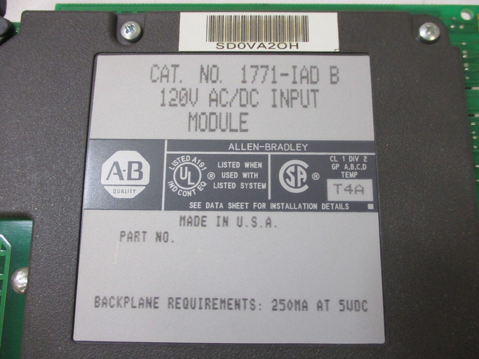*NEW* ALLEN BRADLEY 1771-IAD SERIES B 120V AC/DC INPUT MODULE *60 DAY ...