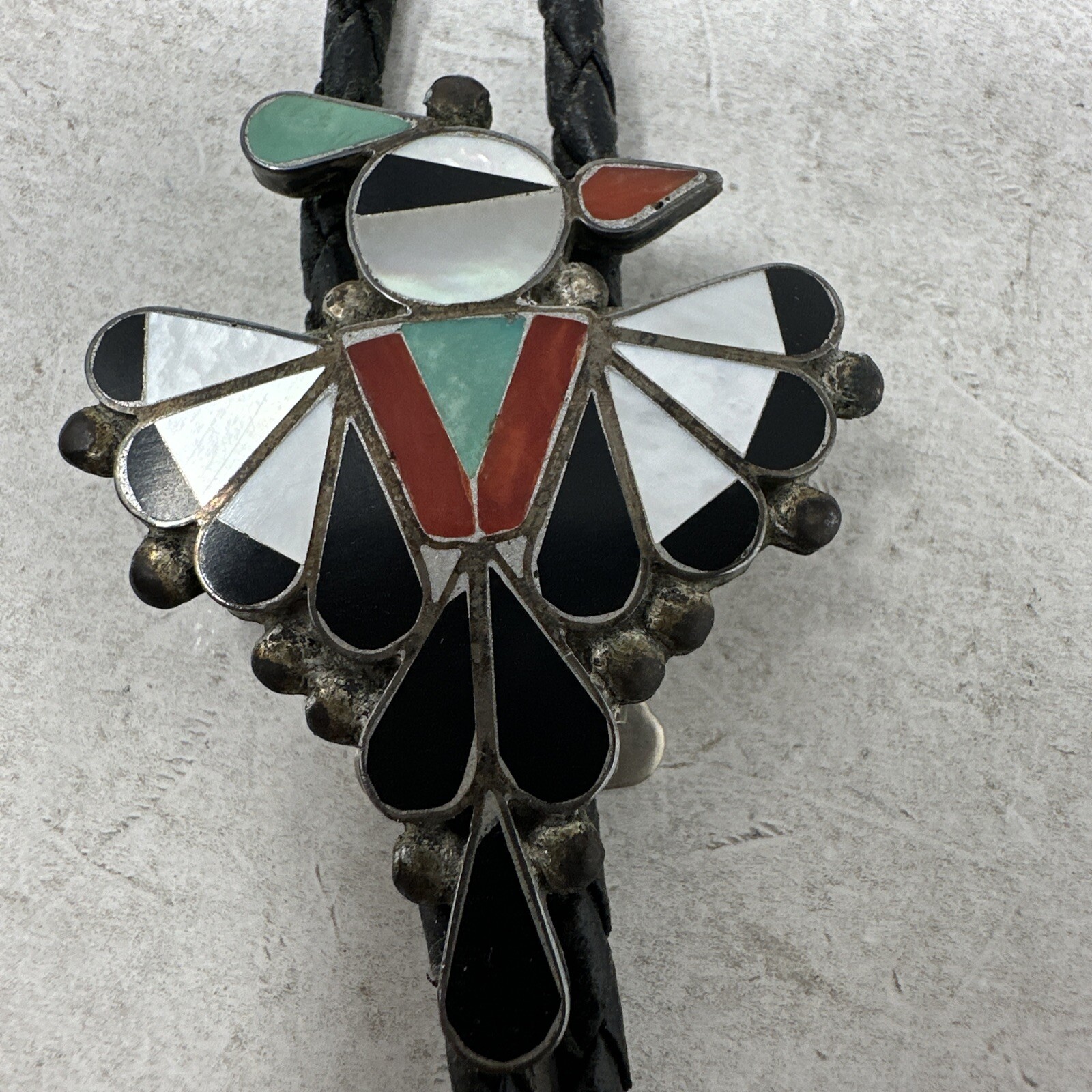 Zuni Native American Indian Bolo Inlay Sterling Silve… - Gem