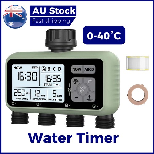 Diivoo 4 Zone Sprinkler Timer Water Timer 4 Outlet for Garden Hose Lawn ...