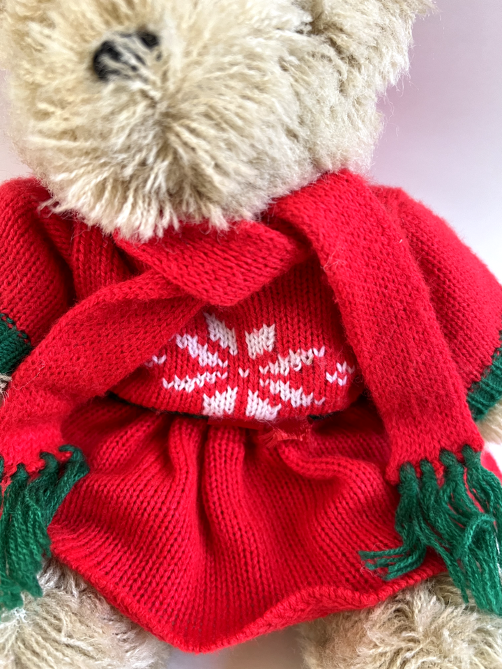 Mary Meyer Teddy Bear Stuffed Animal Plush w/ Red Knitted Sweater Skirt ...
