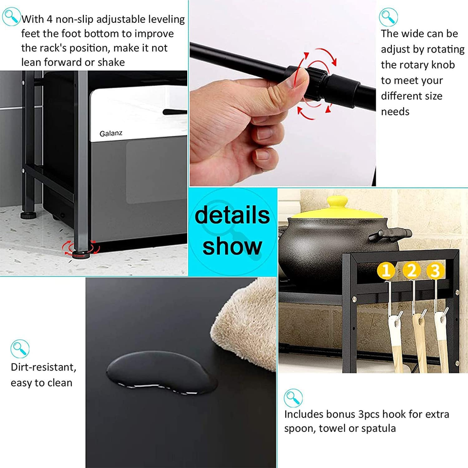 3 Tier Expandable Microwave oven Rack Stand Storage Holder Kitchen ...