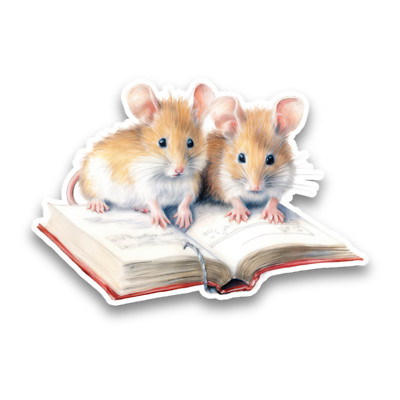 Cute Mouse Mice Reading Book Vinyl Sticker Decal Car Window Scrapbook ...