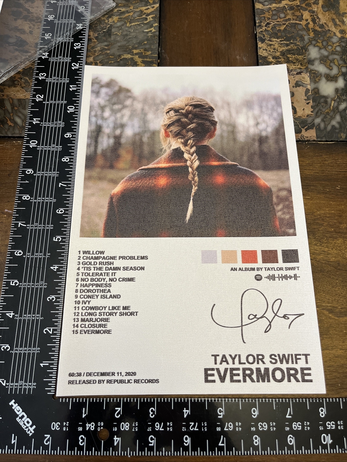 Taylor Swift Evermore Wall Art On Canvas. 8” X 12” Poster Album Cover ...