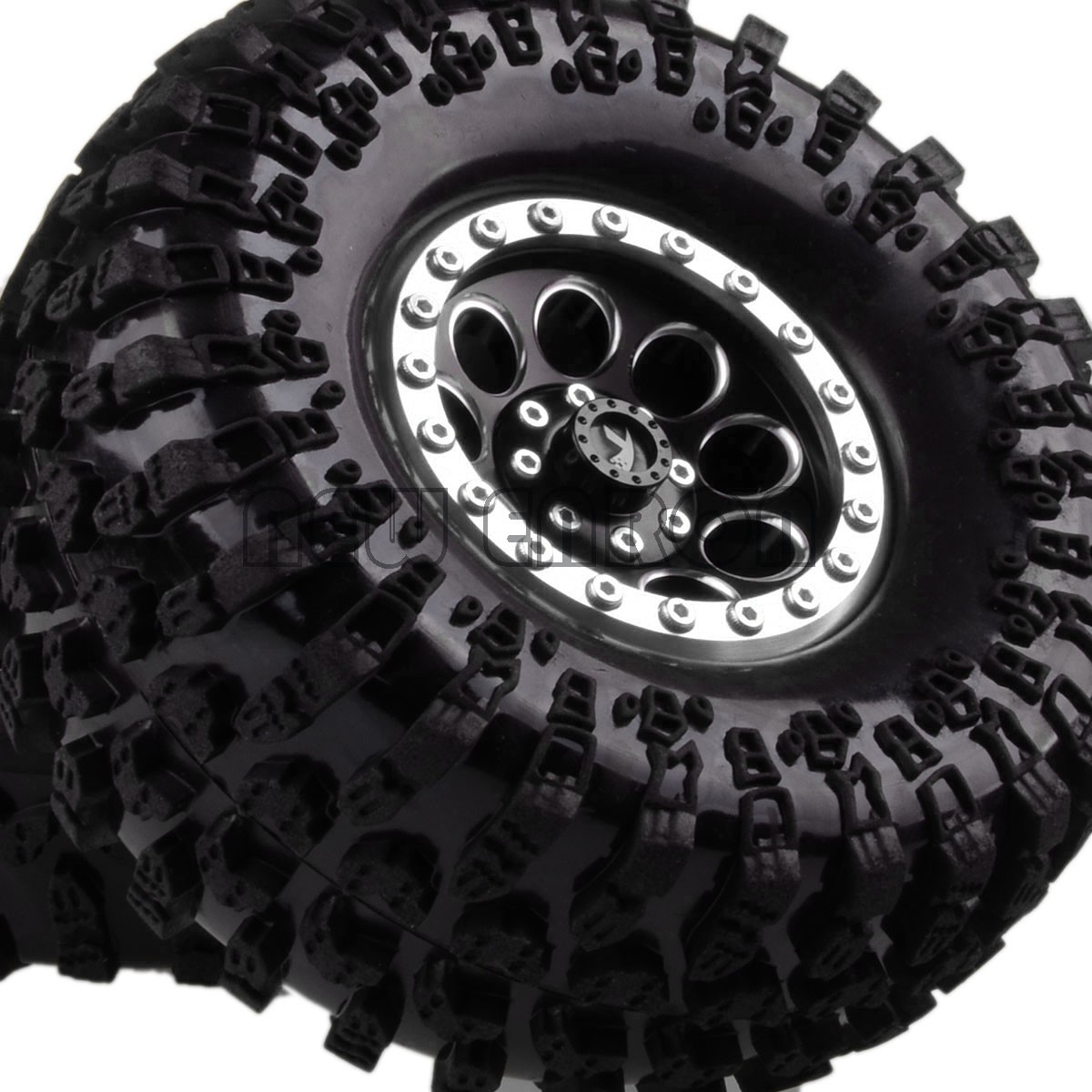BLACK&SILVER Aluminum 2.2" Beadlock Wheels & TIRES For RC 1/10 Axial ...
