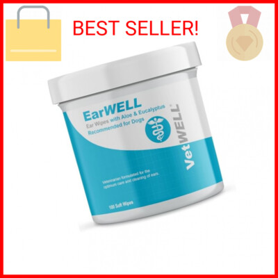 EarWELL by VetWELL Dog Ear Wipes - Otic Cleaning Wipes for Infections ...