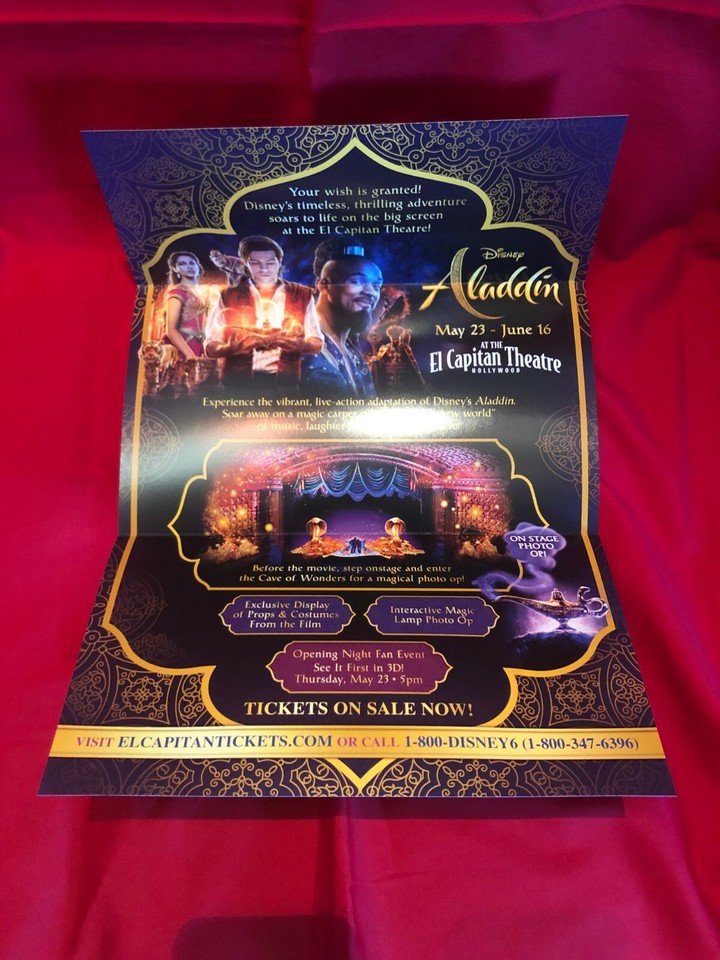 RARE 2019 Disney Aladdin Live Action Movie Promo Flyer - Will Smith ...