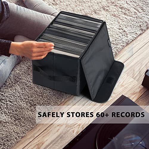 Vinyl Record Storage Box for 7-inch Records Crate Holds up to 60 ...