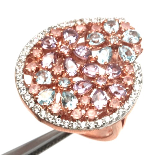 Gemstone Pink Amethyst, Topaz, Quartz & Cubic Zirconia Woman Ring 925 ...