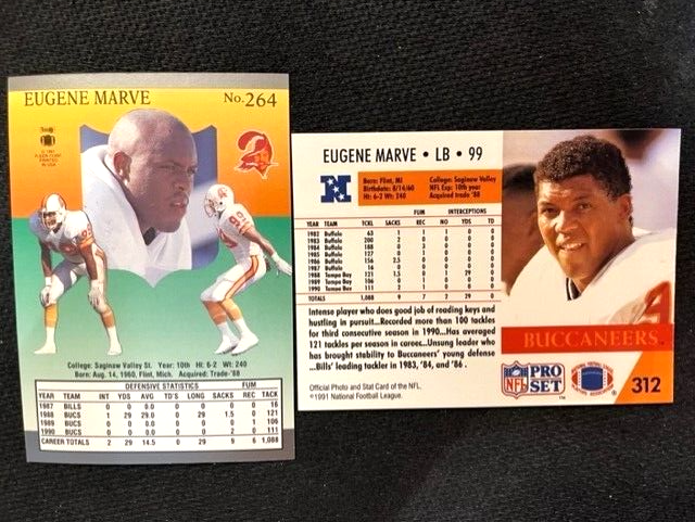 NFL - Eugene Marve 1991 Fleer Ultra & 1991 Pro Set Football ...