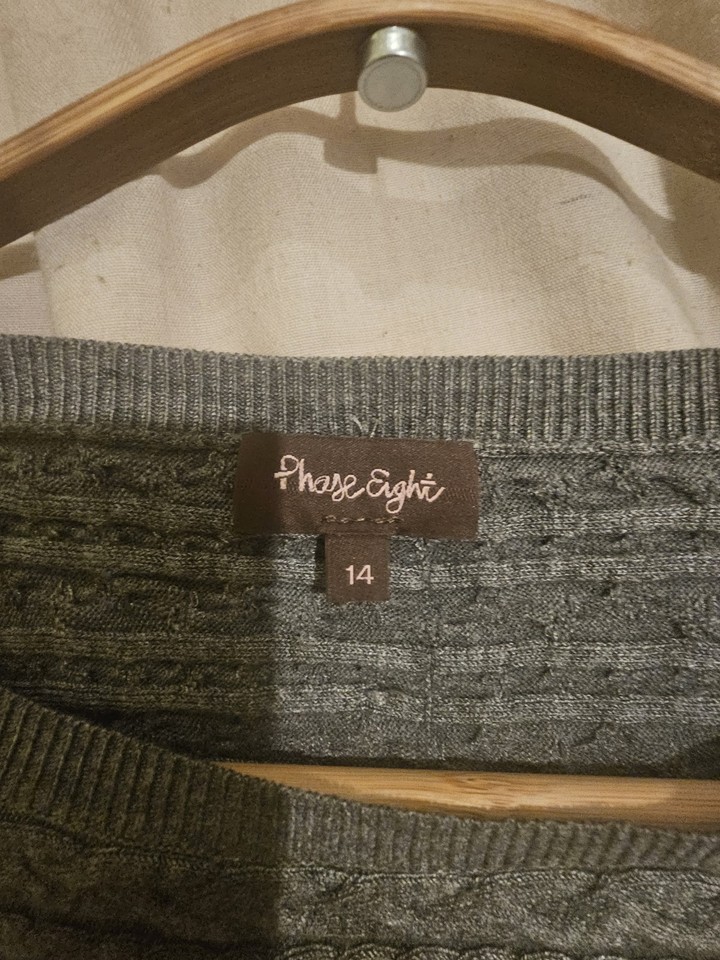Womens Phase Eight Grey Knitted Jumper Dress with Button Detail In Size ...