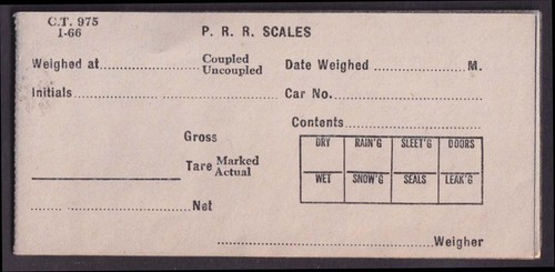 Pennsylvania Railroad Scales report form CT 975 unused 1966 | eBay