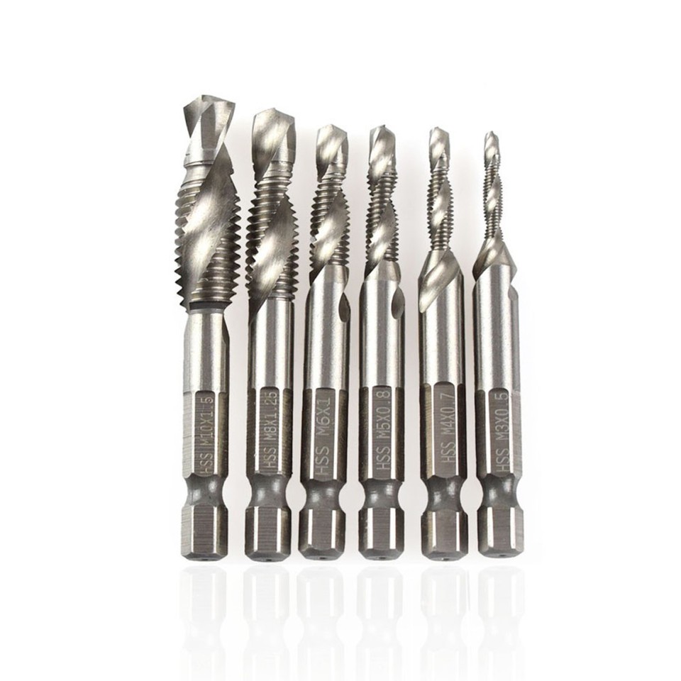6 PCS Countersink Drill Bits Set Chamfering Combination and Taps | eBay ...