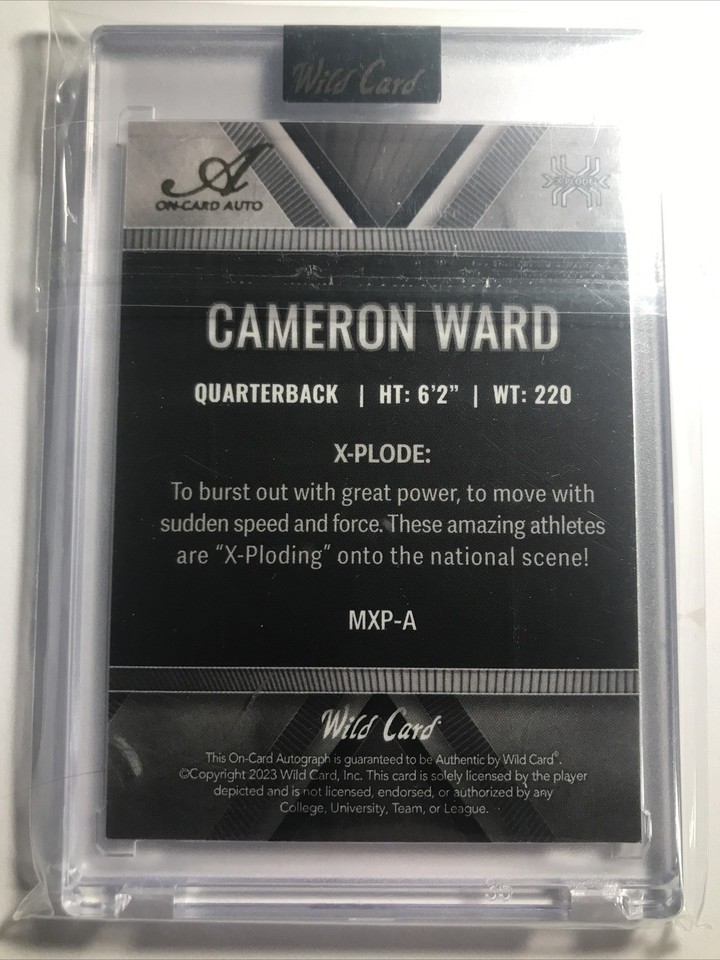 Cameron Ward 2023 Wild Card Matte ENCASED ROOKIE RC AUTO SP HEISMAN #d ...