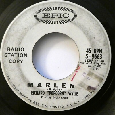 RICHARD Popcorn WYLIE 45 Marlene / Do You Still Care For Me EPIC Promo ...