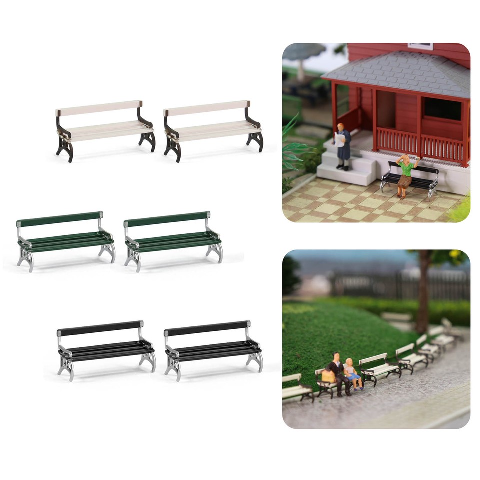 12pcs HO Scale 1:87 Platform Park Model Benches Street Garden Station ...