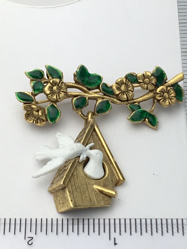 Signed Danecraft Vintage Brooch/Pin New Gold Bird Nest Tree Branch ...