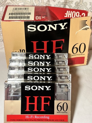 Lot of 5 New Sealed SONY HF 90 Minute Blank Audio Cassette Tapes Normal ...