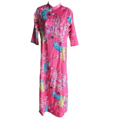 NWOT Pink Vietnamese Cherry Blossom & Fan Print Ao Dai Dress Size 6 | eBay