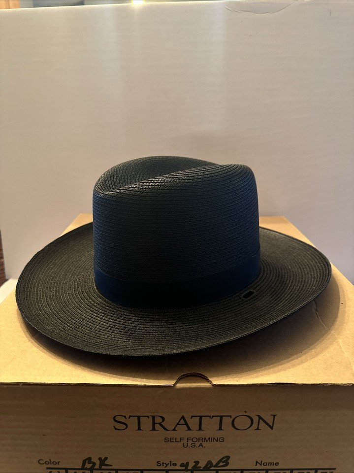 NEW Stratton Sheriff Style Straw Hat 42DB Double Brim Oval BLACK ...