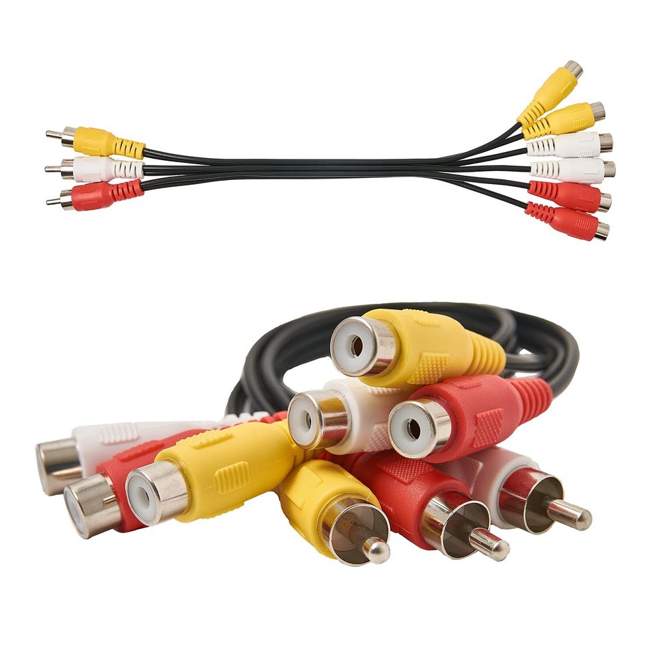 Av Cable Splitter 3 Rca Male Jack To 6 Rca Female Plug Splitter Audio ...