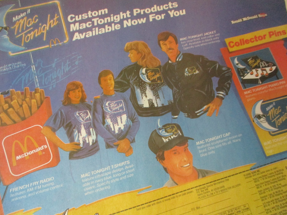 Vintage 1987 McDonald's Paper Placemat - MAC TONIGHT PROMO - Food ...
