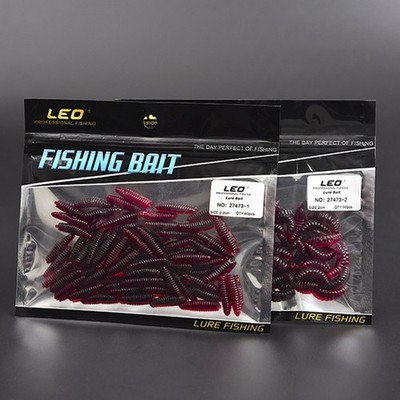60pcs Red Rubber Worm Bait Set for Fishing Ideal for Predatory Species ...