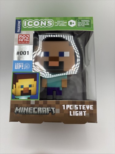 Minecraft ICONS Steve Night Light Lamp 3D Character Figure Paladone ...