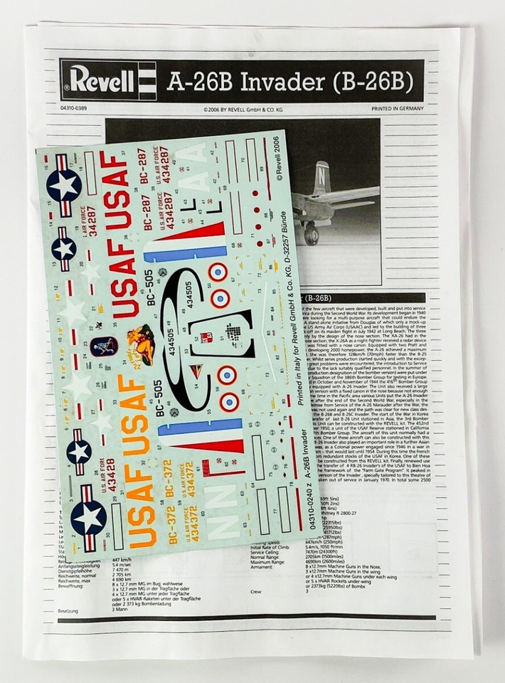 Revell 04310 A-26B Invader (B-26B) 1/72 Scale Plastic Model Kit | eBay
