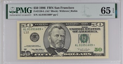 Replacement USA San Francisco PMG65EPQ 50 Dollars Fr#2126-L STAR AL ...